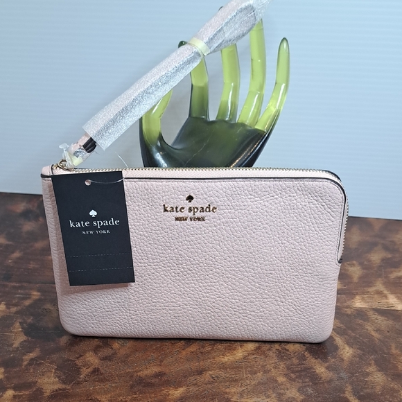 kate spade | Bags | Kate Spade Blush Pink Leather Wristlet New With ...